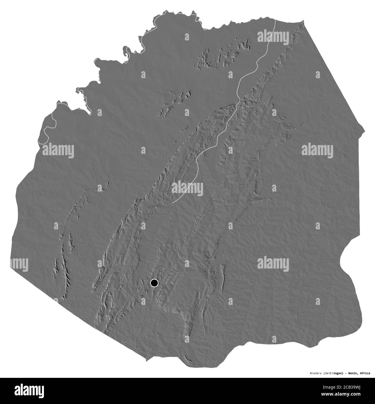 Shape of Atakora, department of Benin, with its capital isolated on ...
