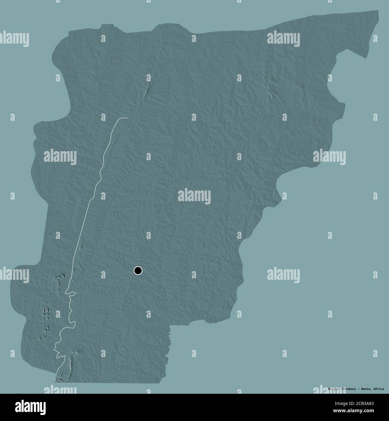 Shape of Borgou, department of Benin, with its capital isolated on a ...