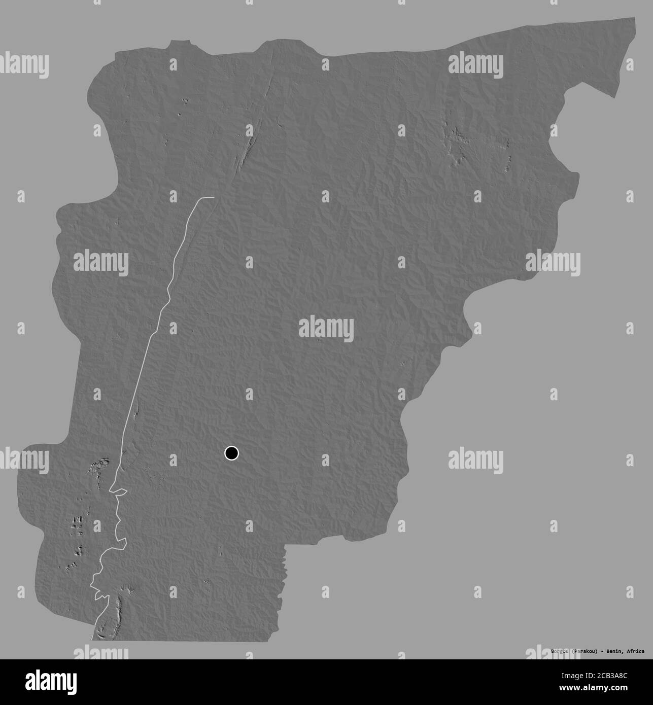 Shape of Borgou, department of Benin, with its capital isolated on a ...