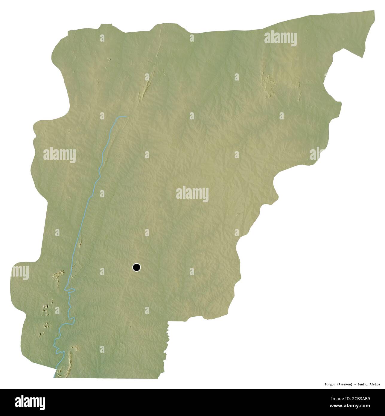 Shape of Borgou, department of Benin, with its capital isolated on ...