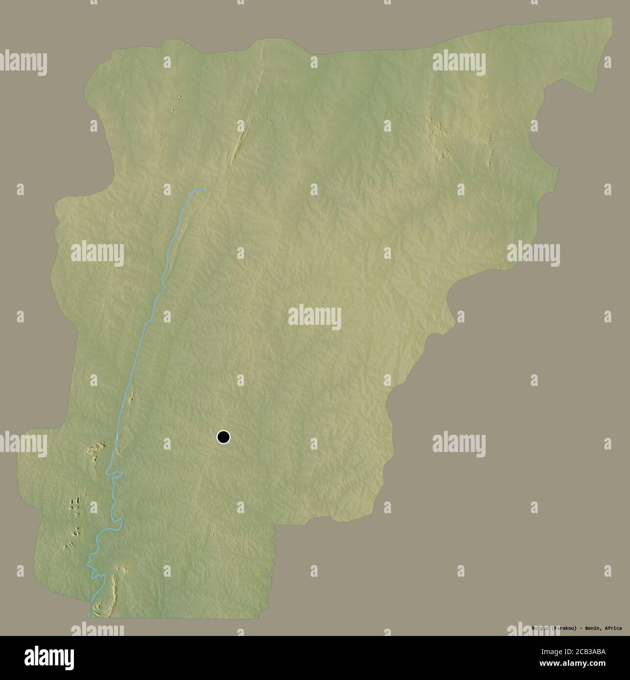 Shape of Borgou, department of Benin, with its capital isolated on a ...