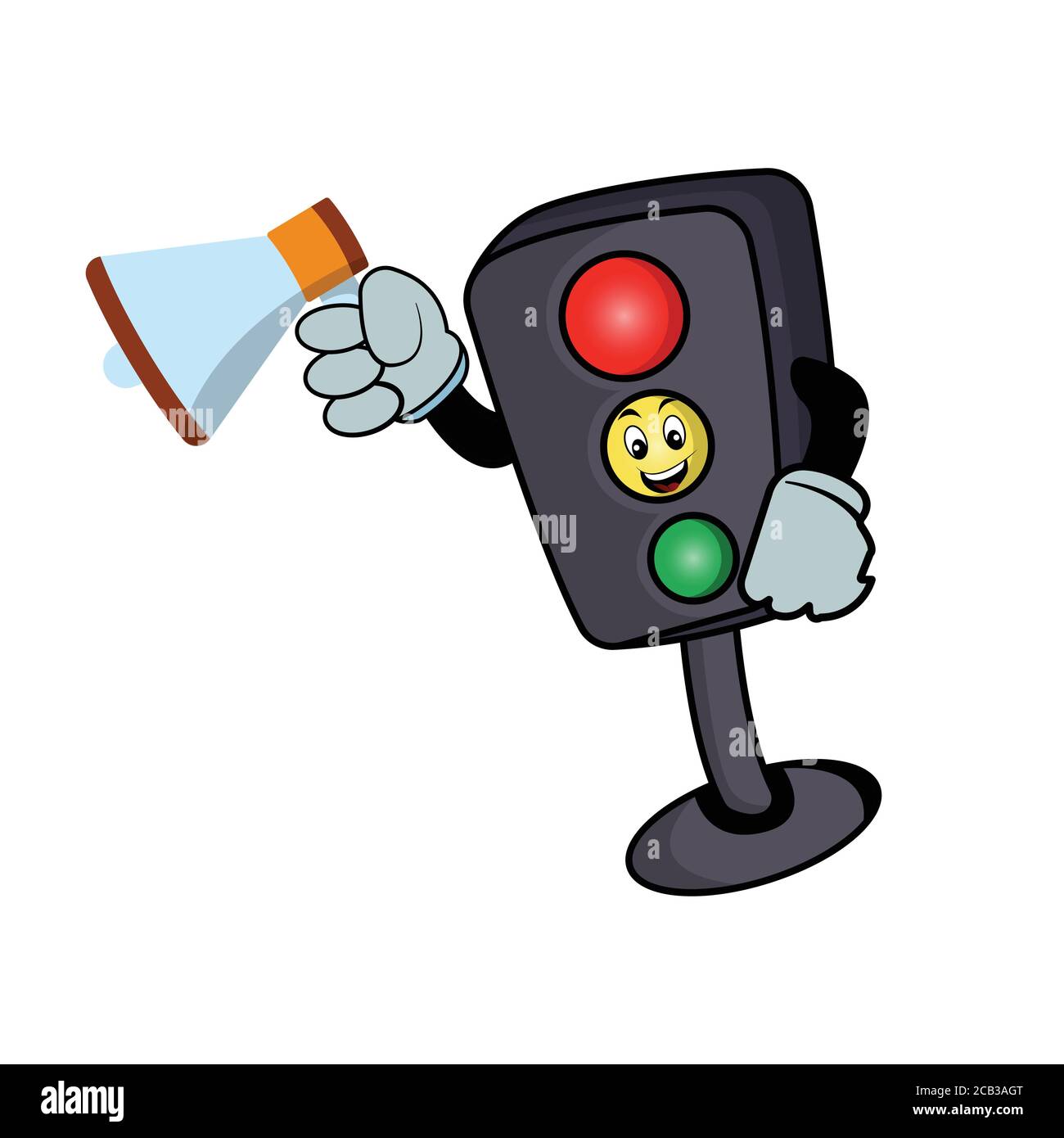 Traffic light character cartoon with megaphone. Design template vector ...