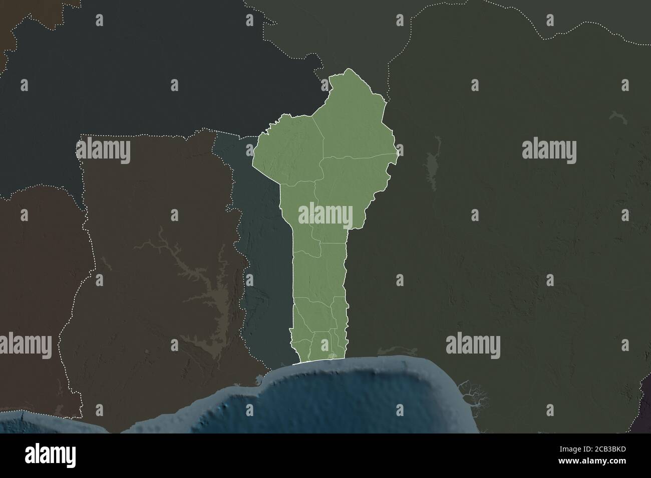 Shape of Benin separated by the desaturation of neighboring areas ...