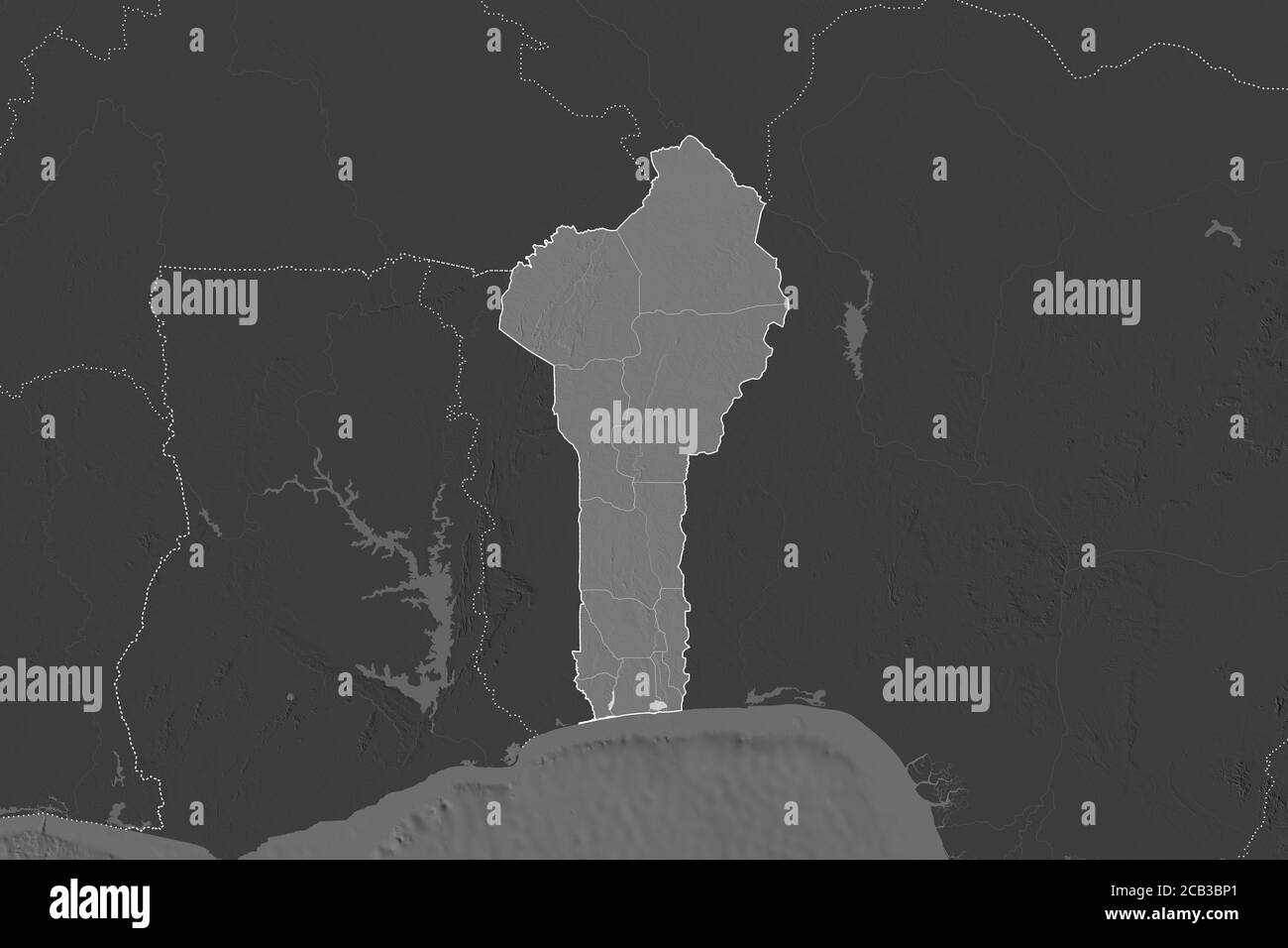 Shape of Benin separated by the desaturation of neighboring areas ...