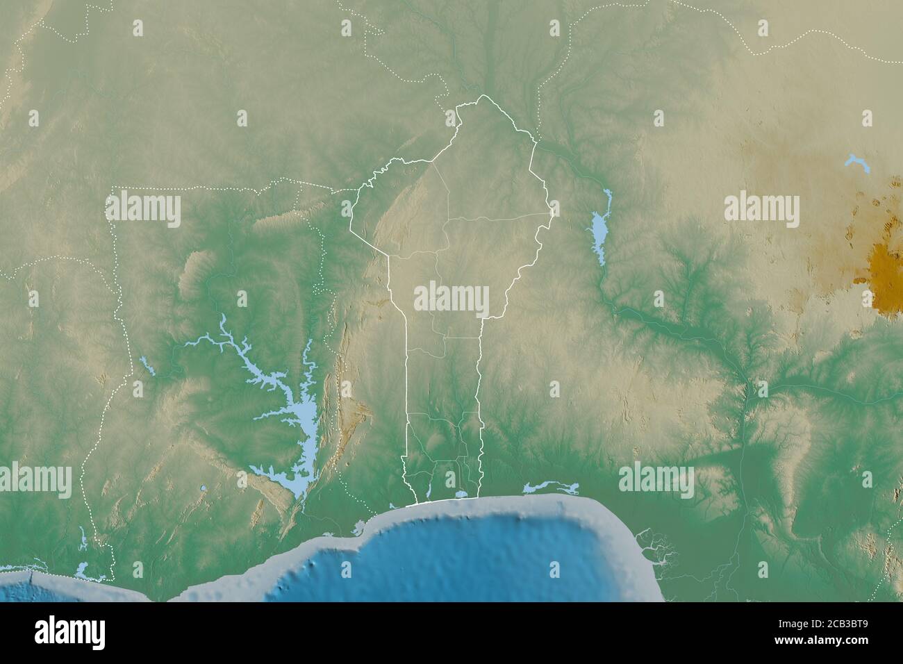 Extended area of Benin with country outline, international and regional ...