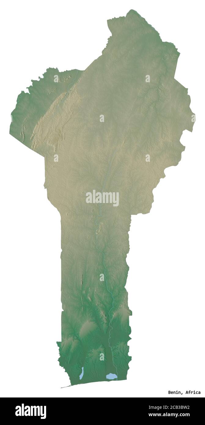 Shape of Benin with its capital isolated on white background ...