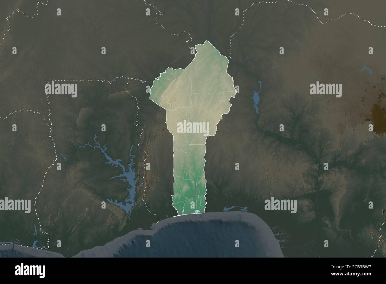 Shape of Benin separated by the desaturation of neighboring areas ...