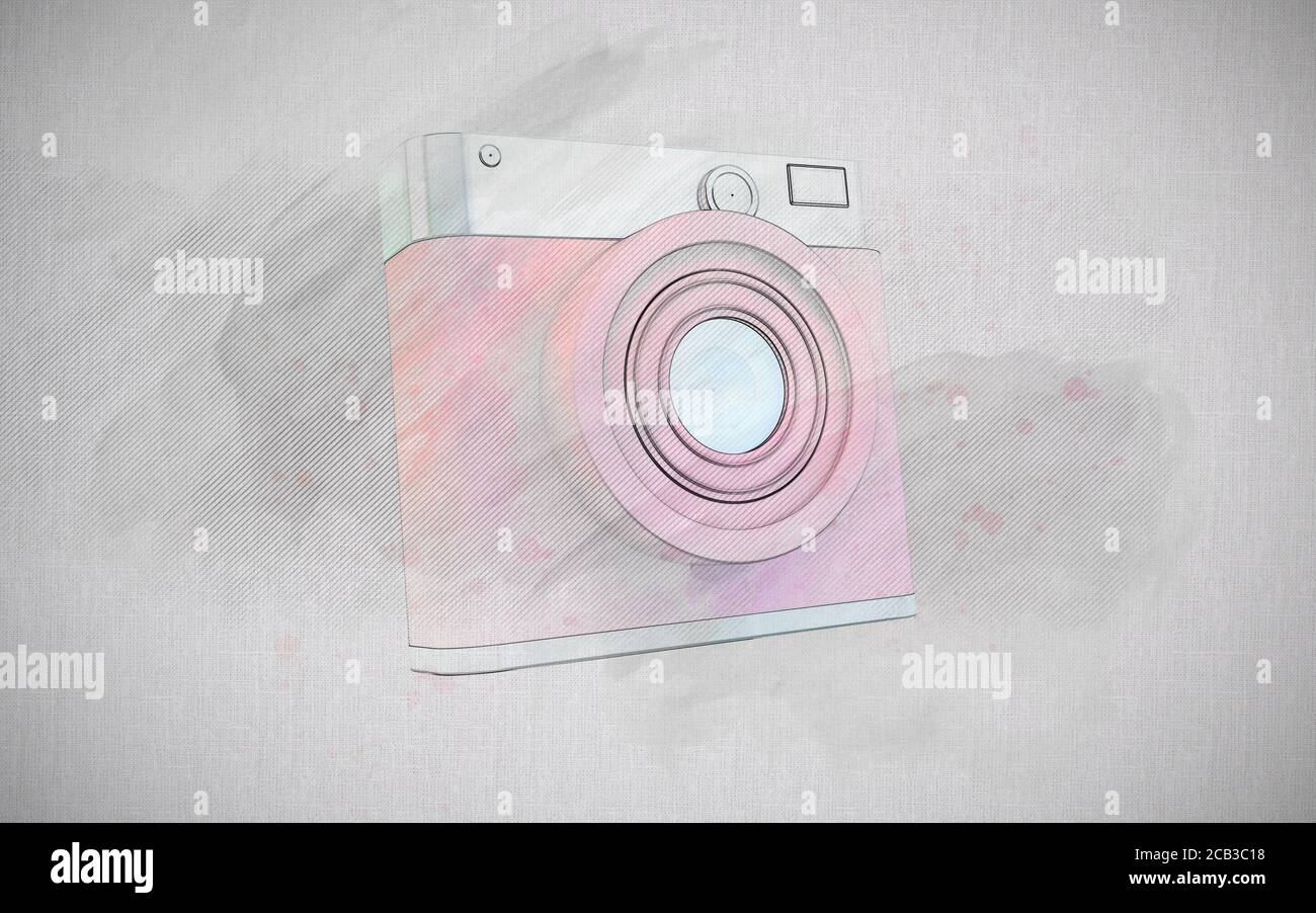 Hand drawn retro camera ilustration 3d rendering Stock Photo - Alamy