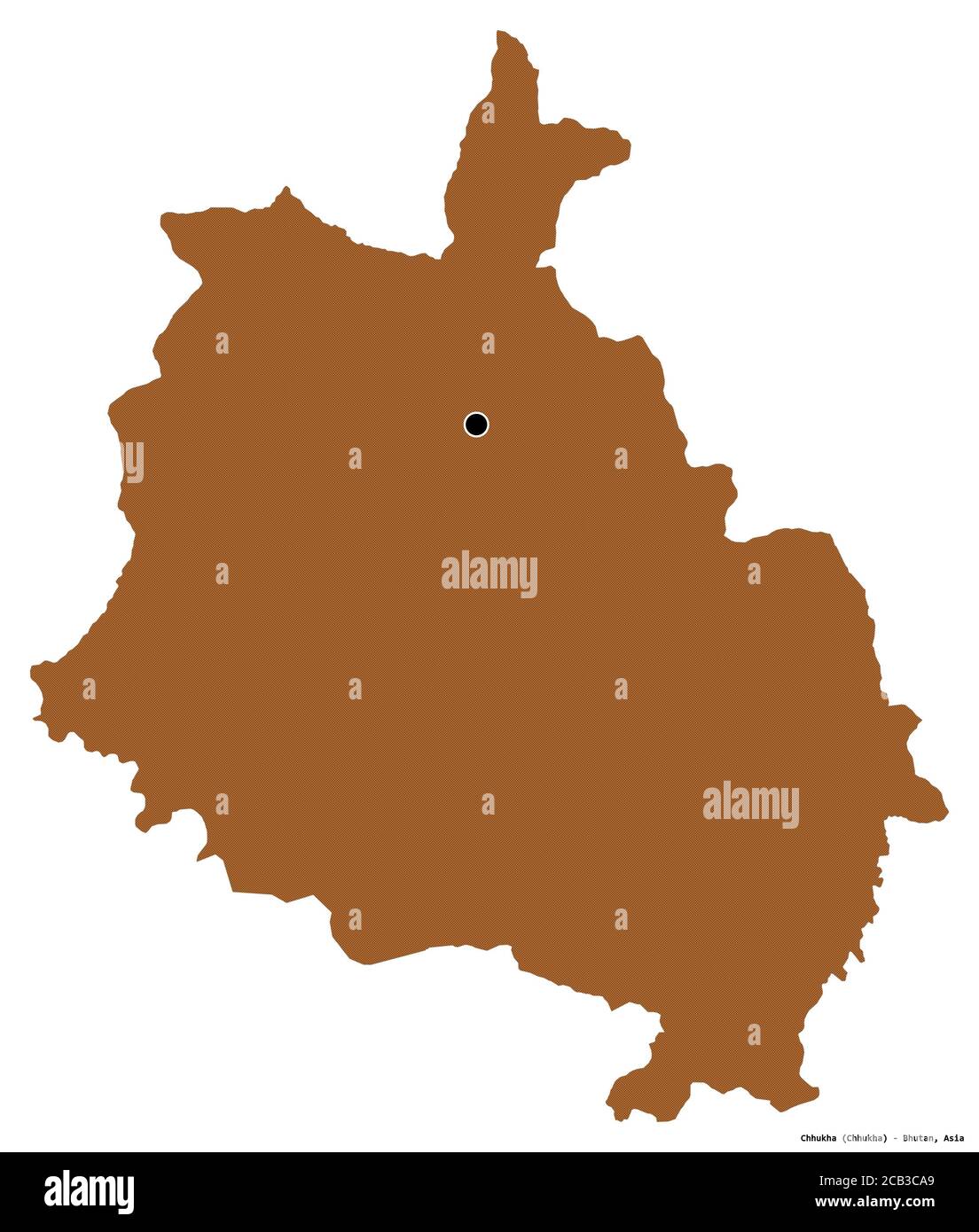 Shape of Chhukha, district of Bhutan, with its capital isolated on ...