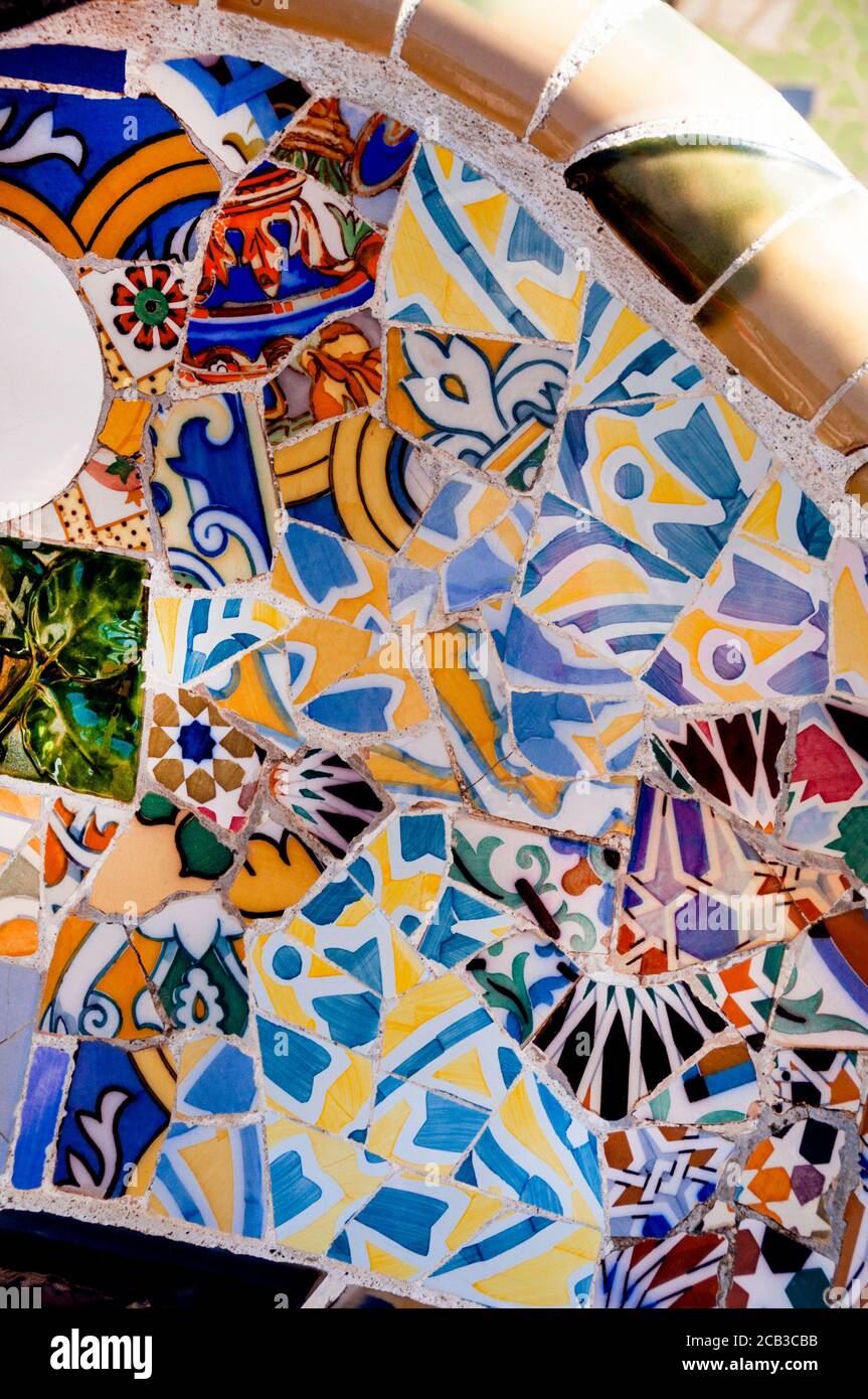 Barcelona Mosaic Tiling Gaudi Mosaic In The Park Guell Barcelona