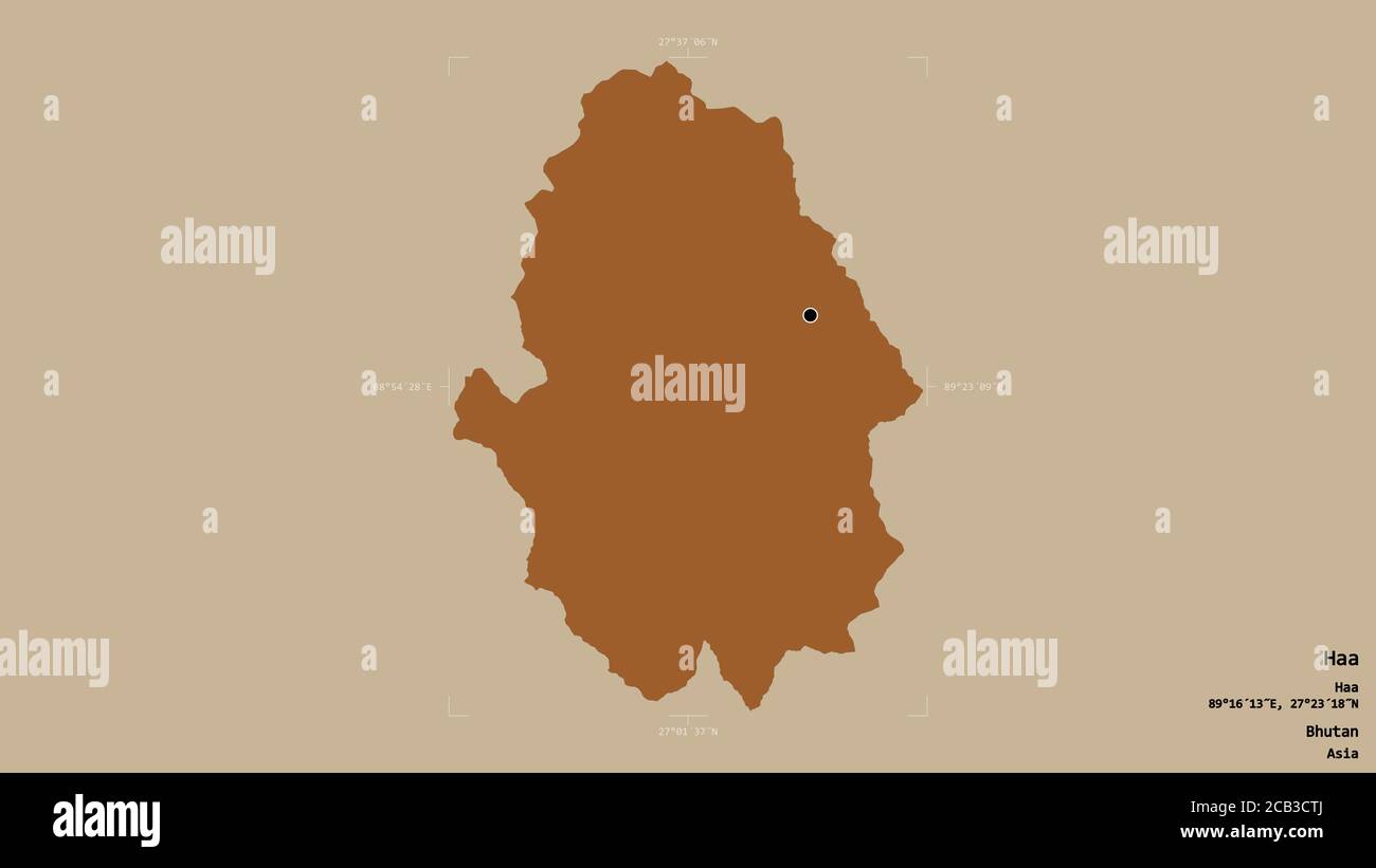 Area of Haa, district of Bhutan, isolated on a solid background in a ...