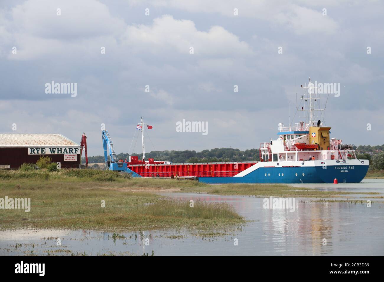 CARGO SHIP FLUVIUS AXE AT RASTRUM LTD. AT RYE WHARF Stock Photo - Alamy