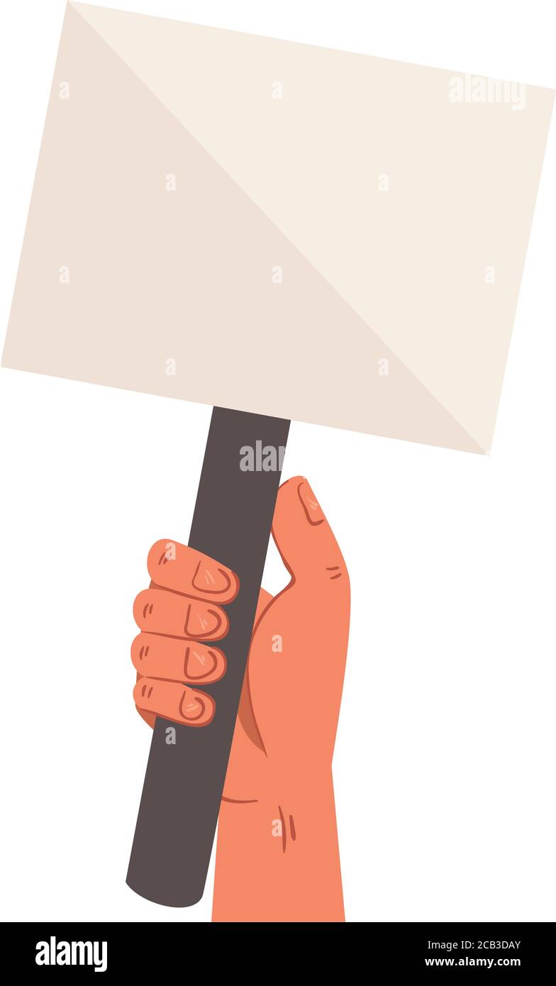 hand with protest placard, over white background Stock Vector Image ...
