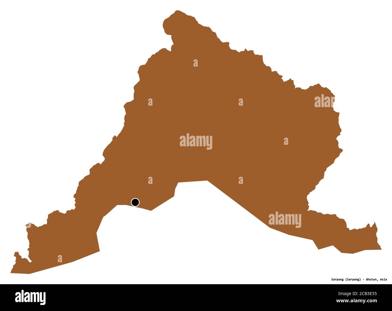 Shape of Sarpang, district of Bhutan, with its capital isolated on ...
