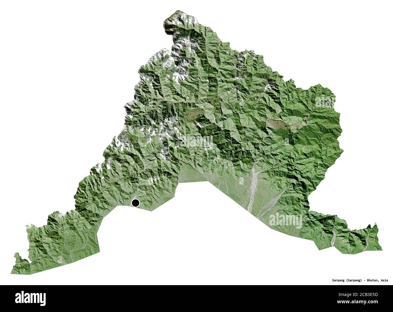 Shape of Sarpang, district of Bhutan, with its capital isolated on ...