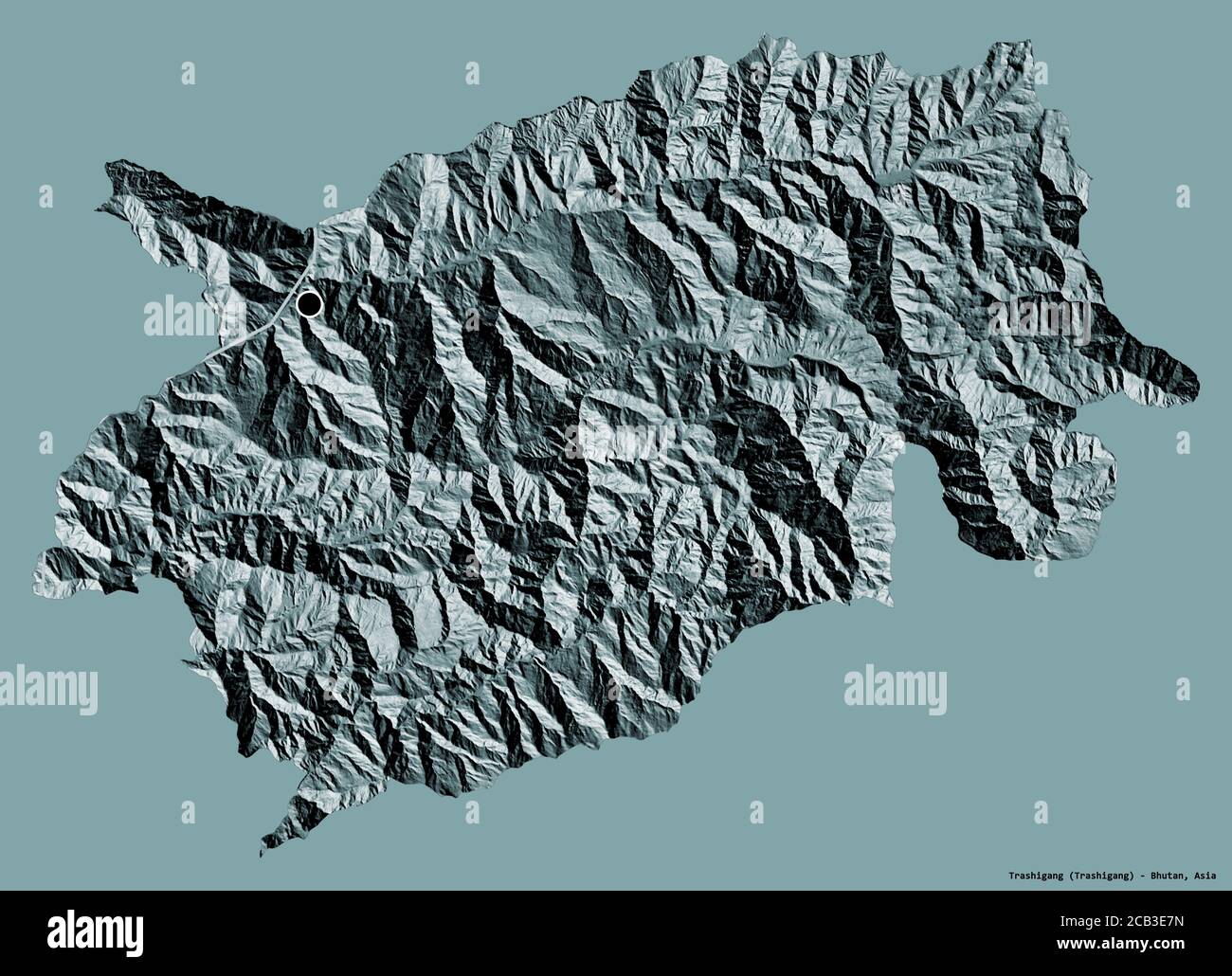 Shape of Trashigang, district of Bhutan, with its capital isolated on a ...