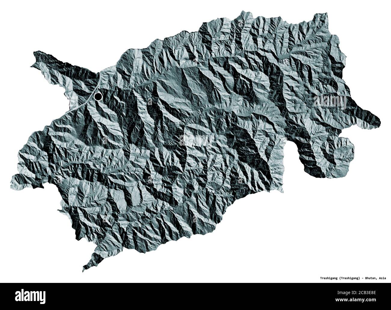 Shape of Trashigang, district of Bhutan, with its capital isolated on ...