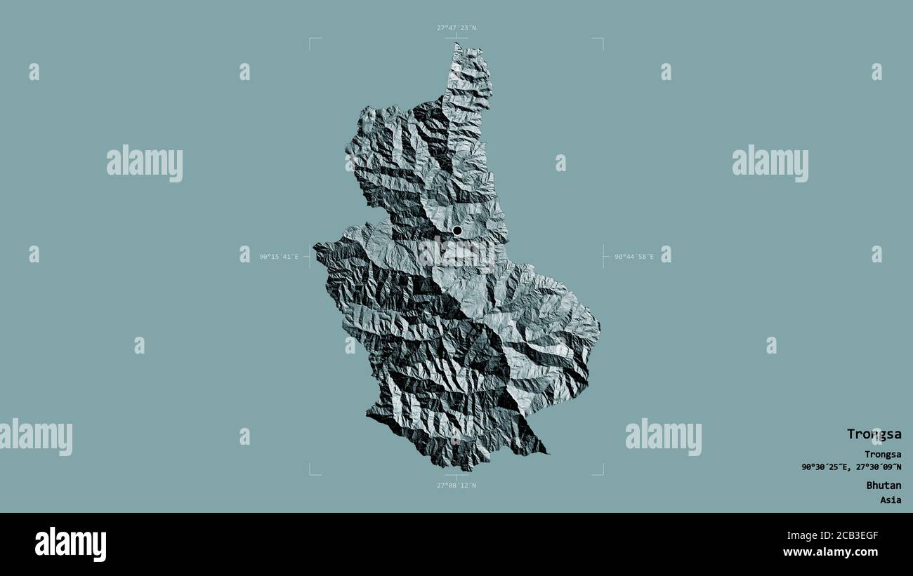 Area of Trongsa, district of Bhutan, isolated on a solid background in ...