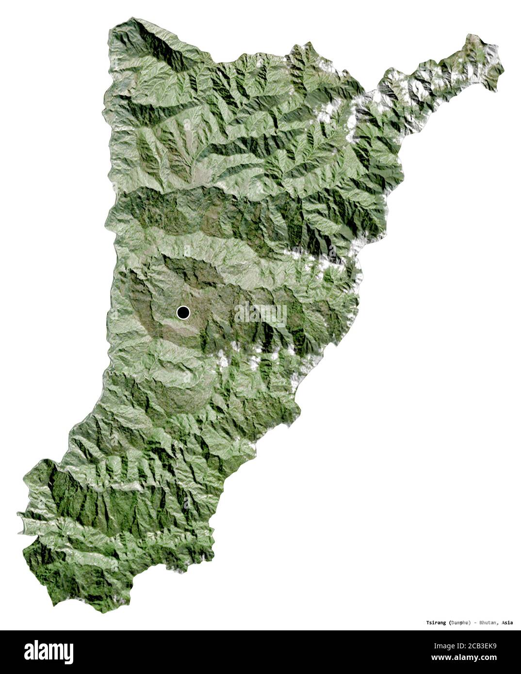Shape of Tsirang, district of Bhutan, with its capital isolated on ...