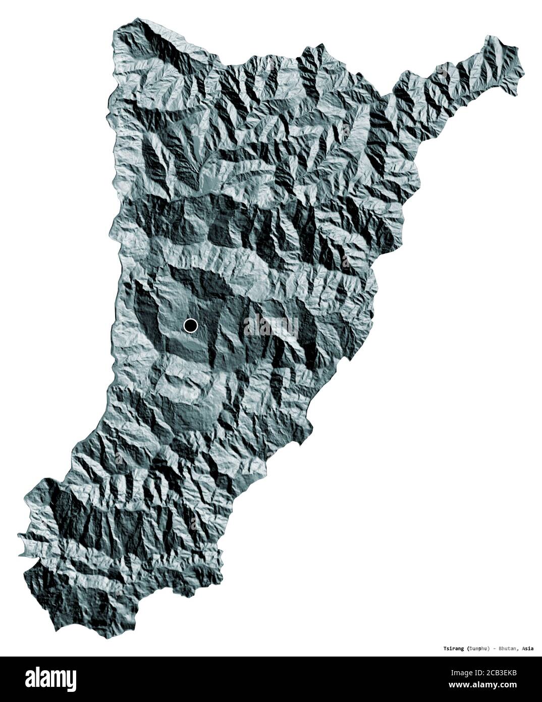 Shape of Tsirang, district of Bhutan, with its capital isolated on ...