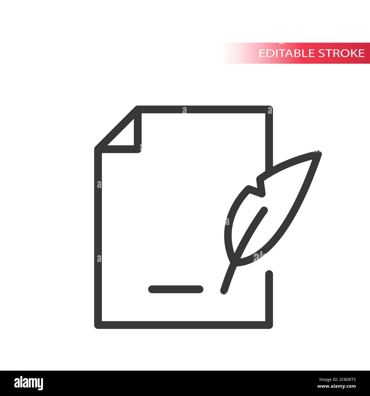 Signing contract or document line vector icon. Sheet of paper ...
