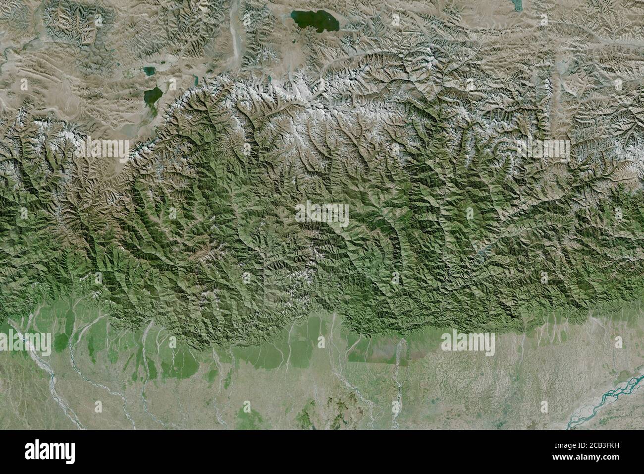 Extended area of Bhutan. Satellite imagery. 3D rendering Stock Photo ...