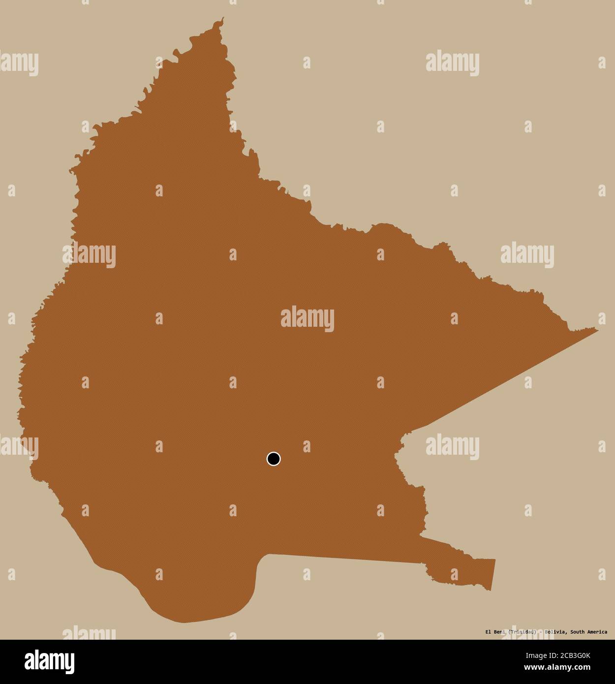Shape of El Beni, department of Bolivia, with its capital isolated on a ...
