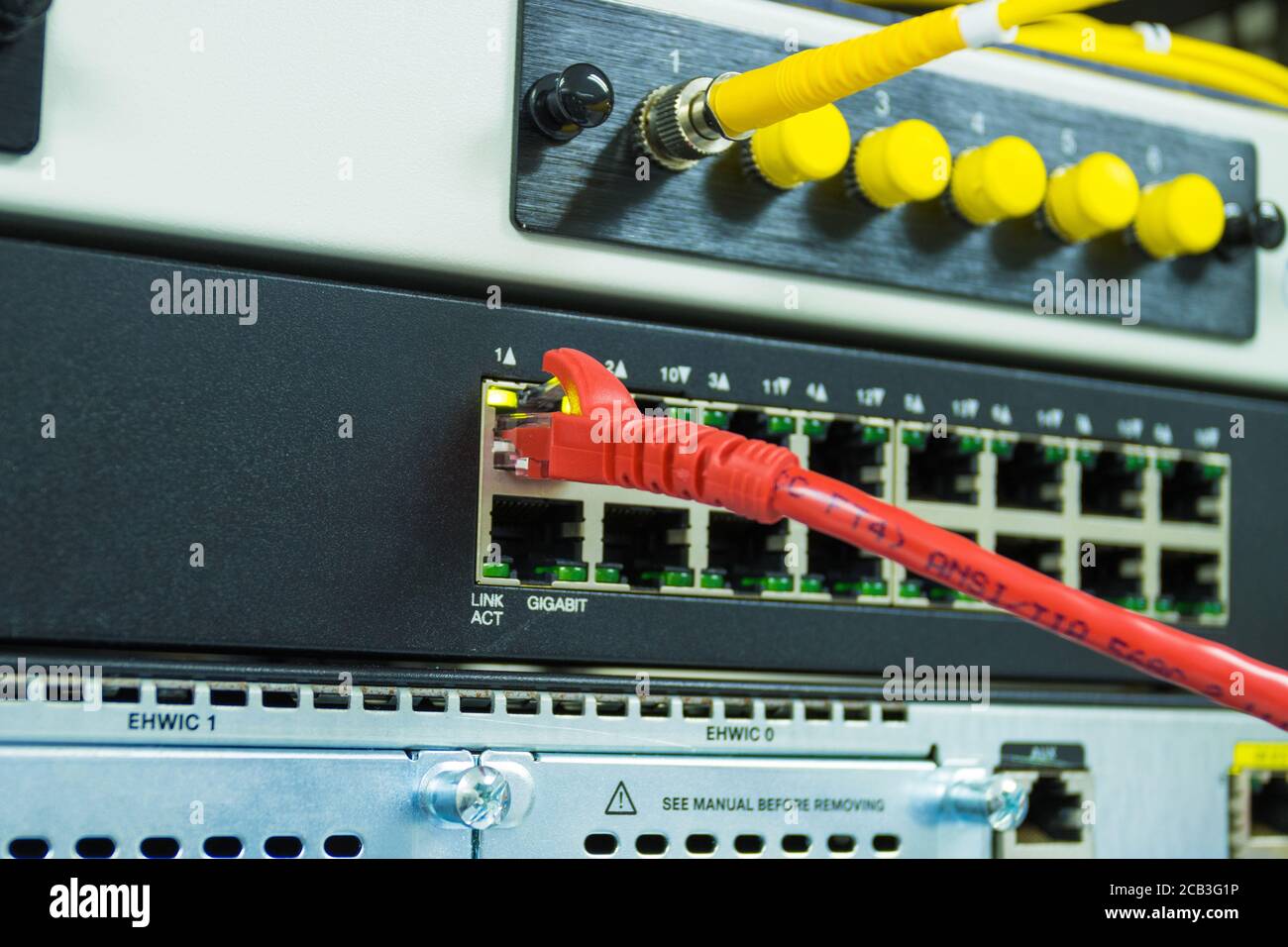 The network cables to connect Lan port, concept Communication ...