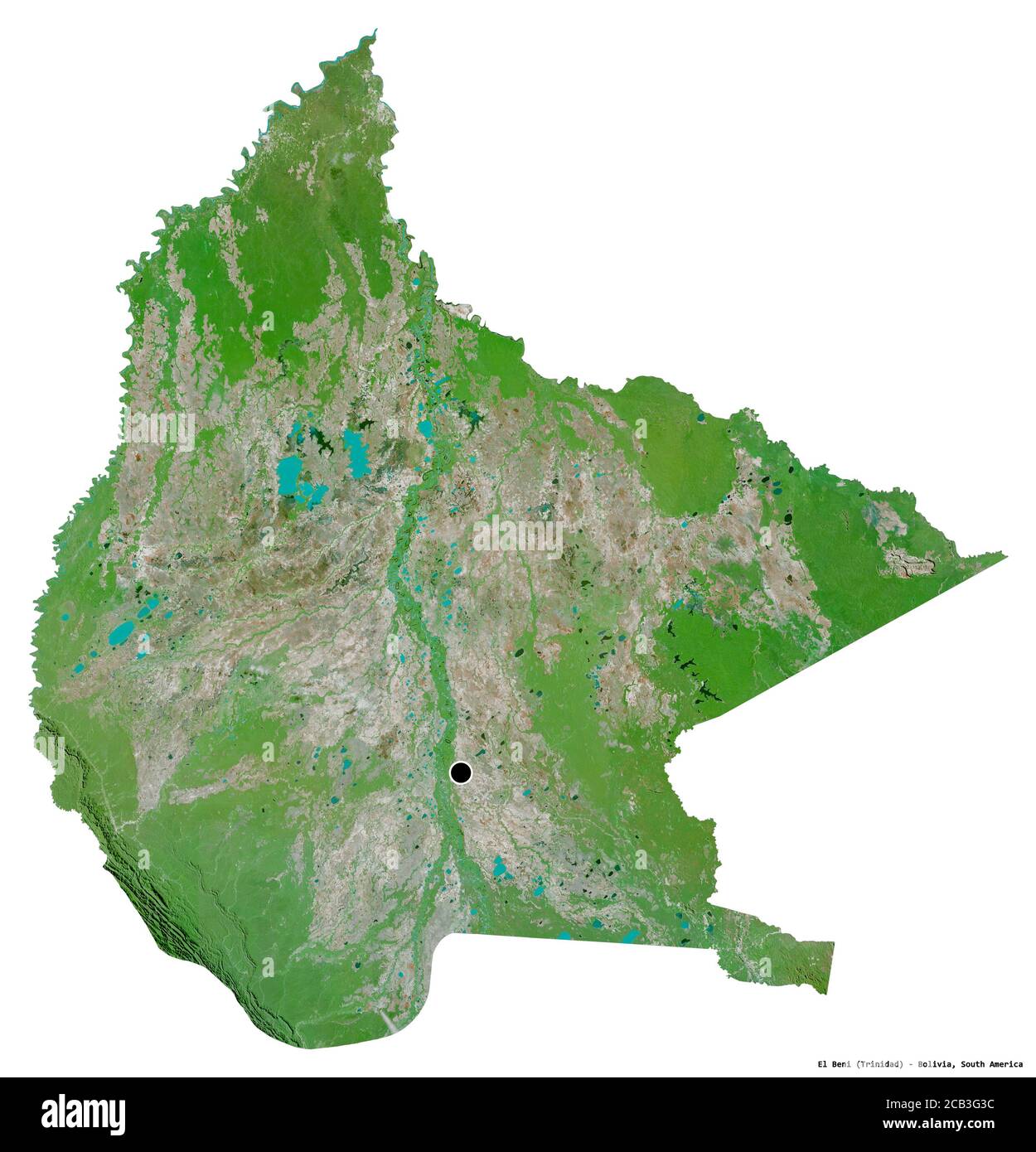 Shape of El Beni, department of Bolivia, with its capital isolated on ...