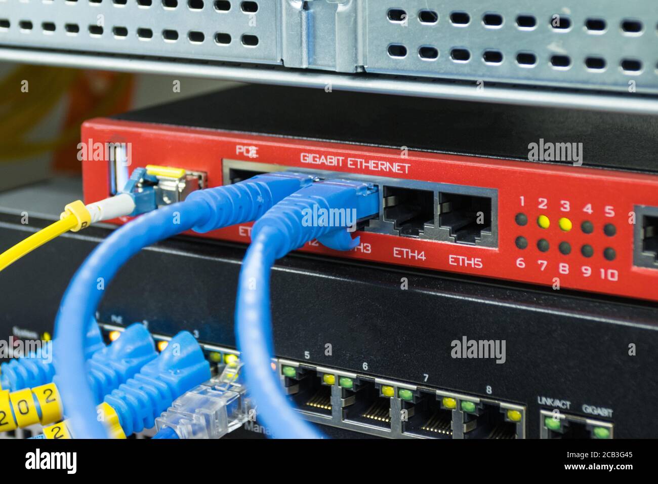 The network cables to connect Lan port, concept Communication ...