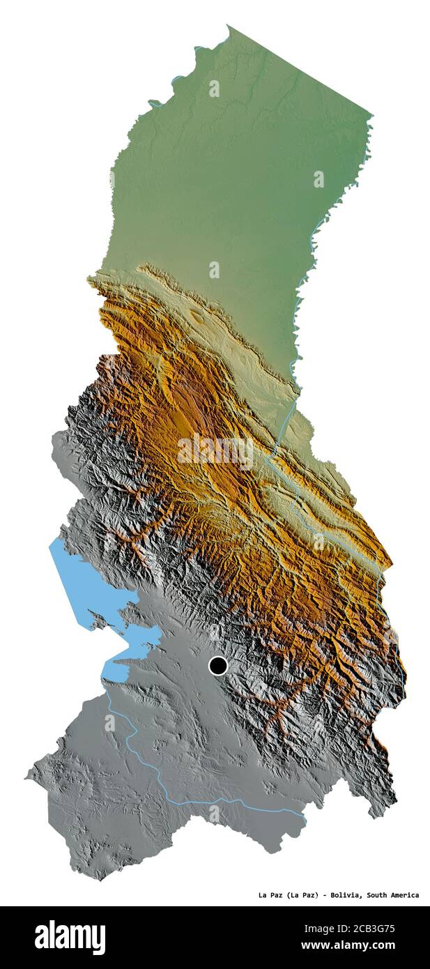 Shape of La Paz, department of Bolivia, with its capital isolated on ...