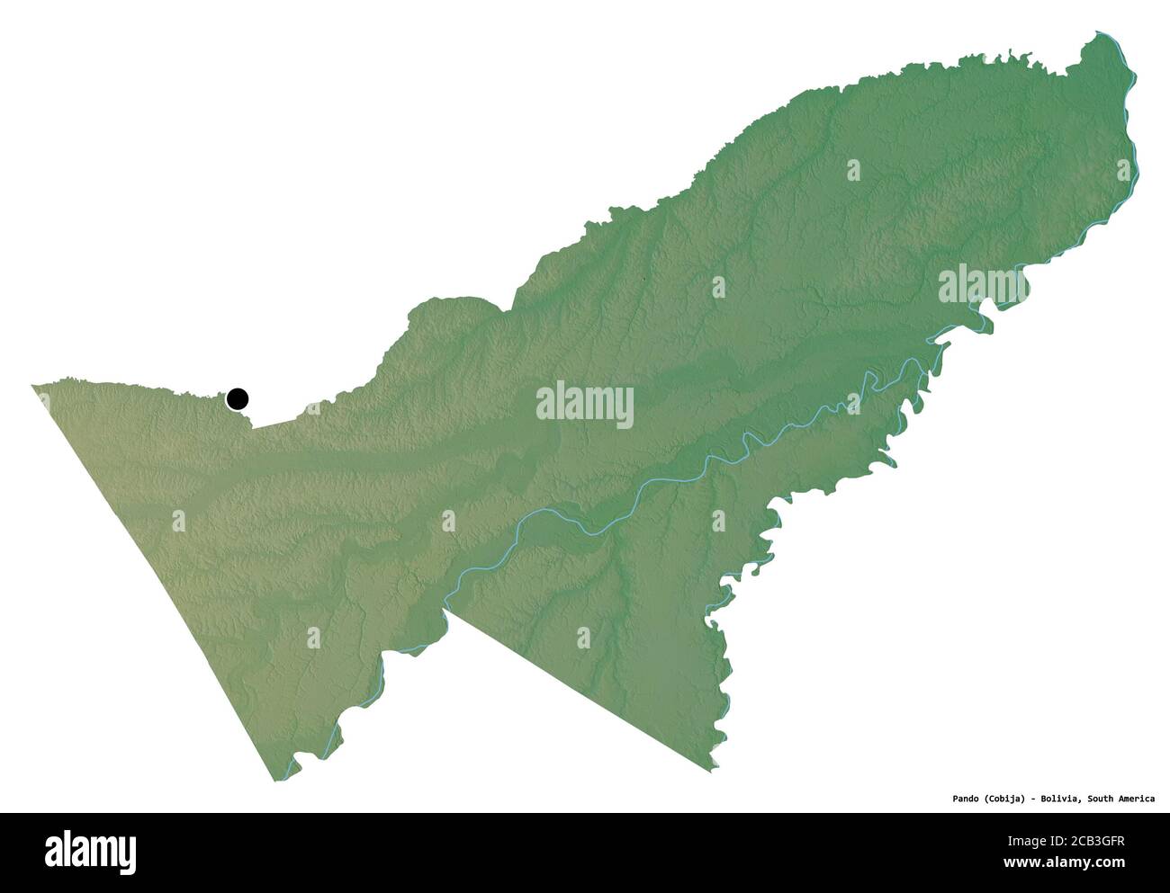Shape of Pando, department of Bolivia, with its capital isolated on ...