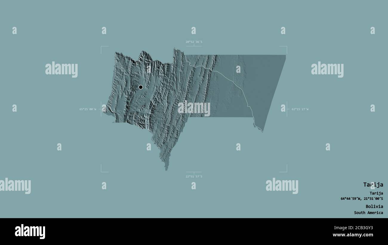 Area of Tarija, department of Bolivia, isolated on a solid background ...