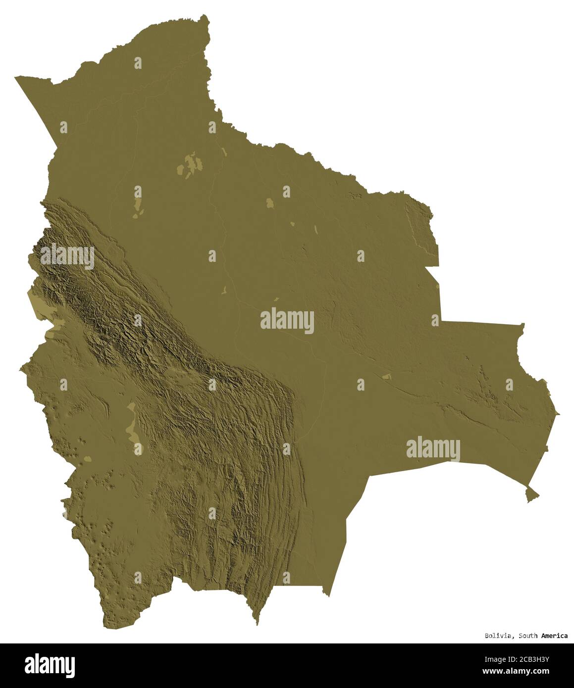 Shape of Bolivia with its capital isolated on white background. Colored ...