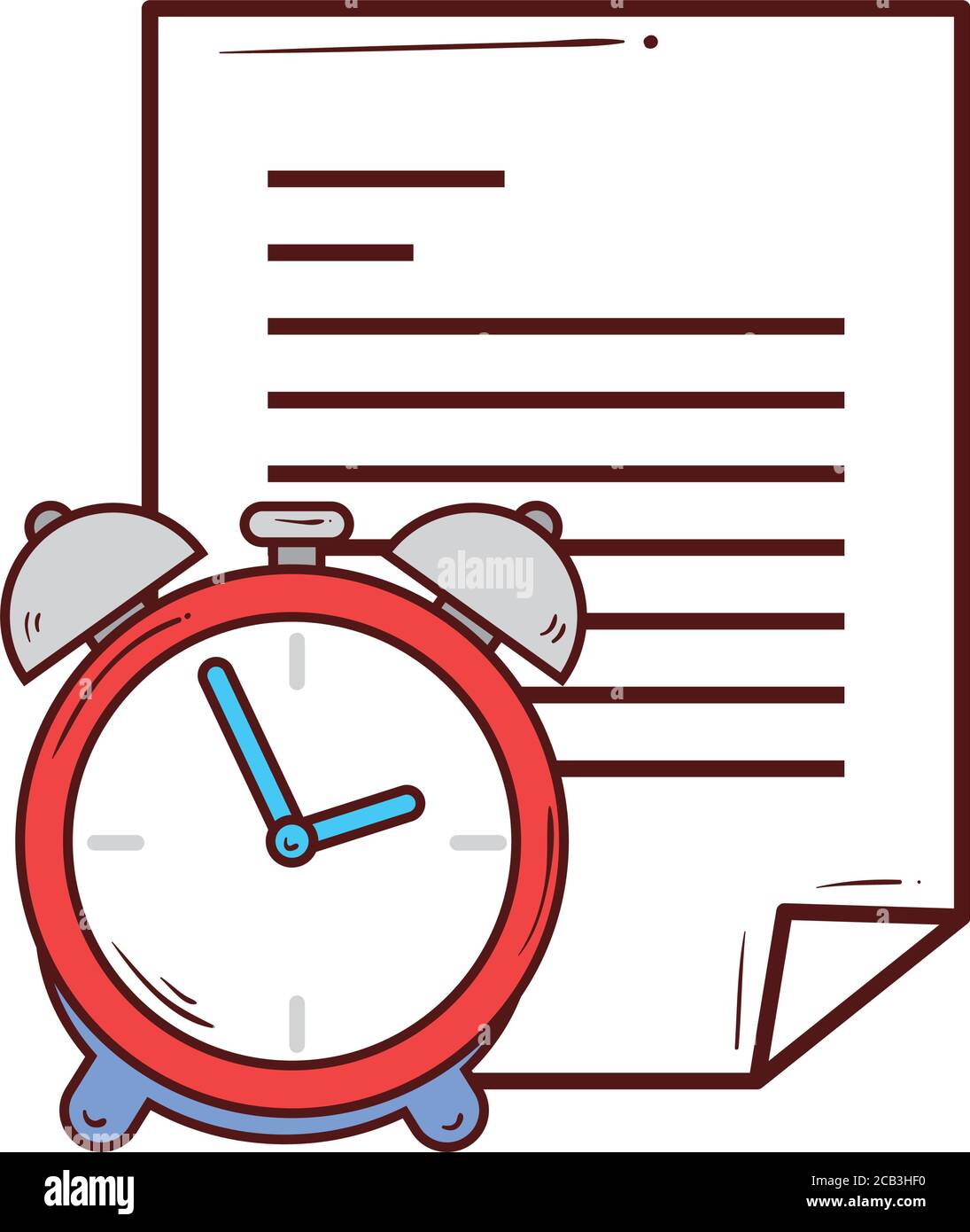 paper document with alarm clock on white background Stock Vector Image ...