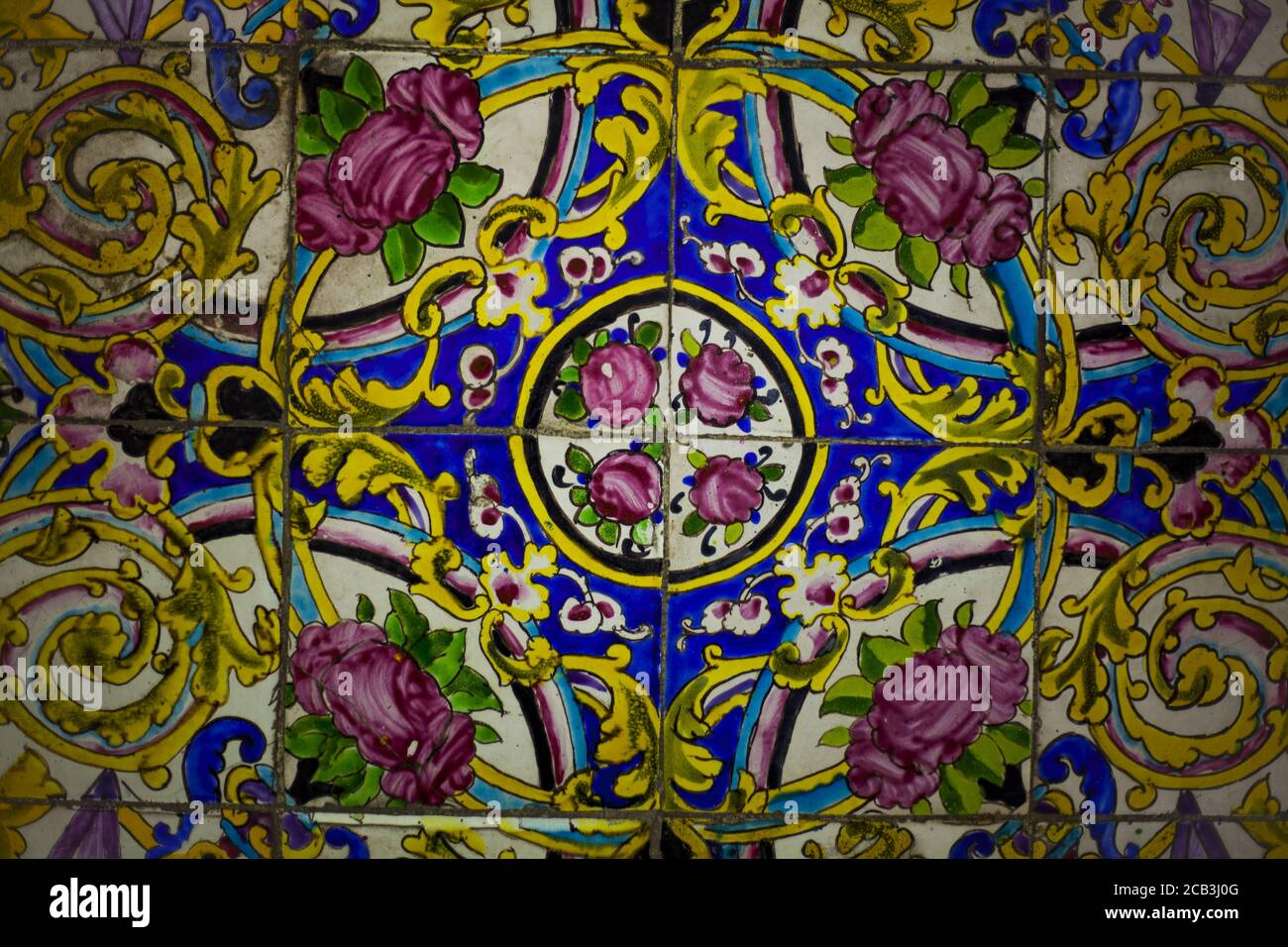 Ceramic wall texture with painted colorful patterns Stock Photo - Alamy