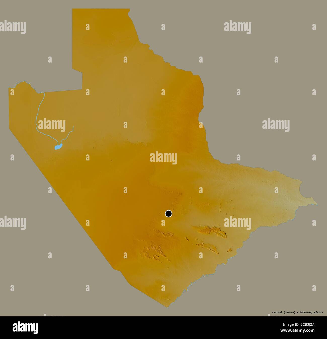 Shape of Central, district of Botswana, with its capital isolated on a ...