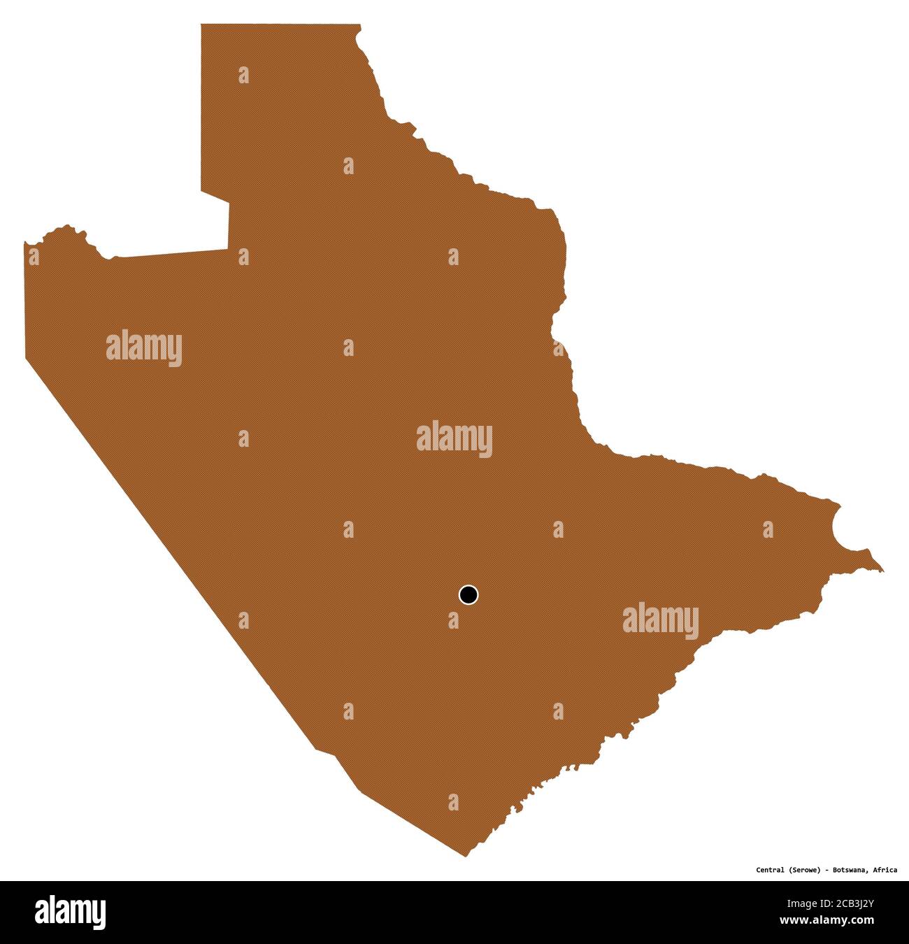 Shape of Central, district of Botswana, with its capital isolated on ...
