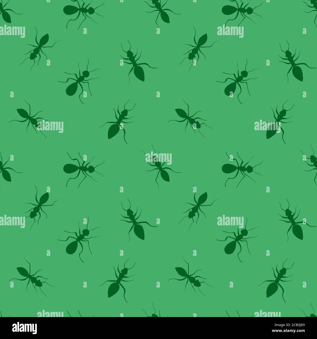 Ants seamless pattern. Green hand drawn insects on light background ...