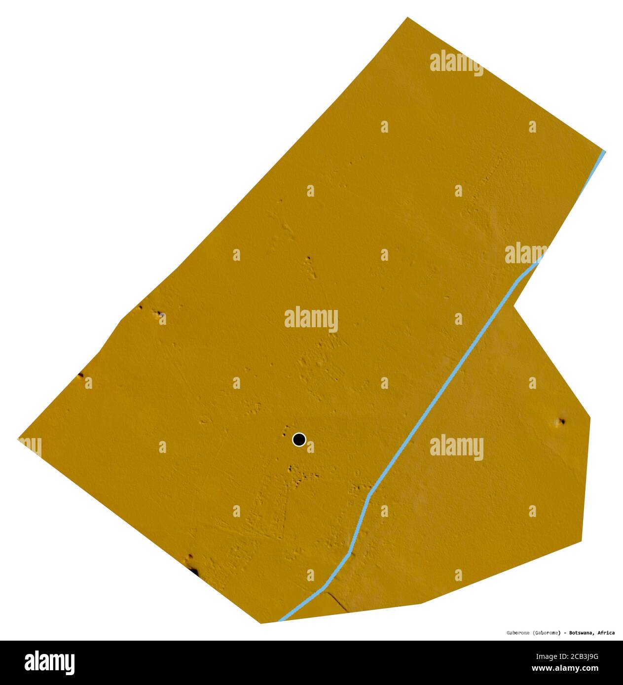 Shape of Gaborone, city of Botswana, with its capital isolated on white ...