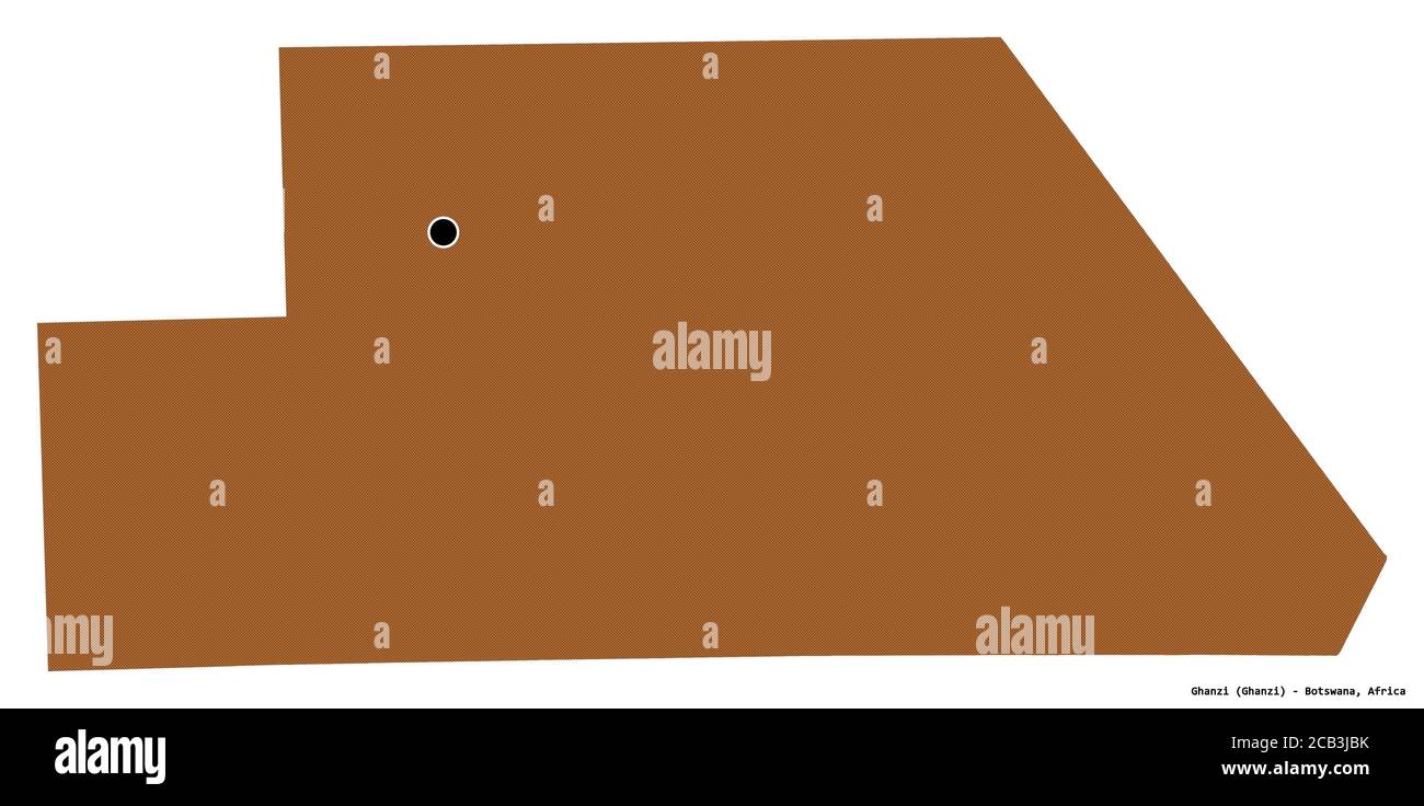 Shape of Ghanzi, district of Botswana, with its capital isolated on ...