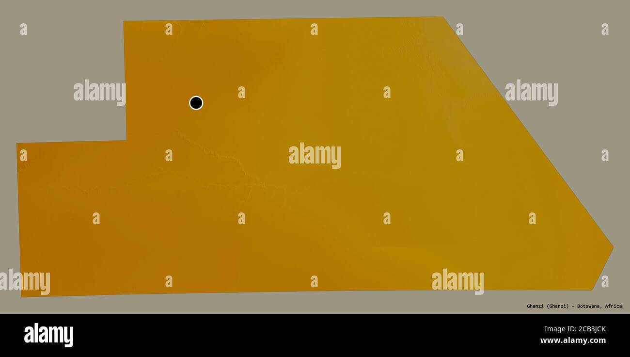 Shape of Ghanzi, district of Botswana, with its capital isolated on a ...