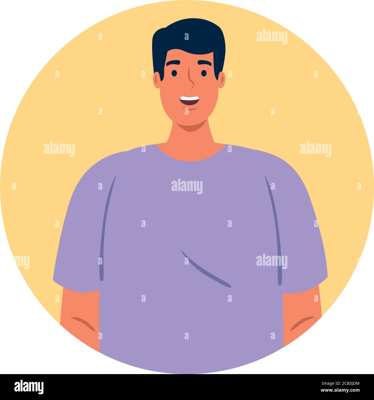 young man handsome in round frame, on white background Stock Vector ...