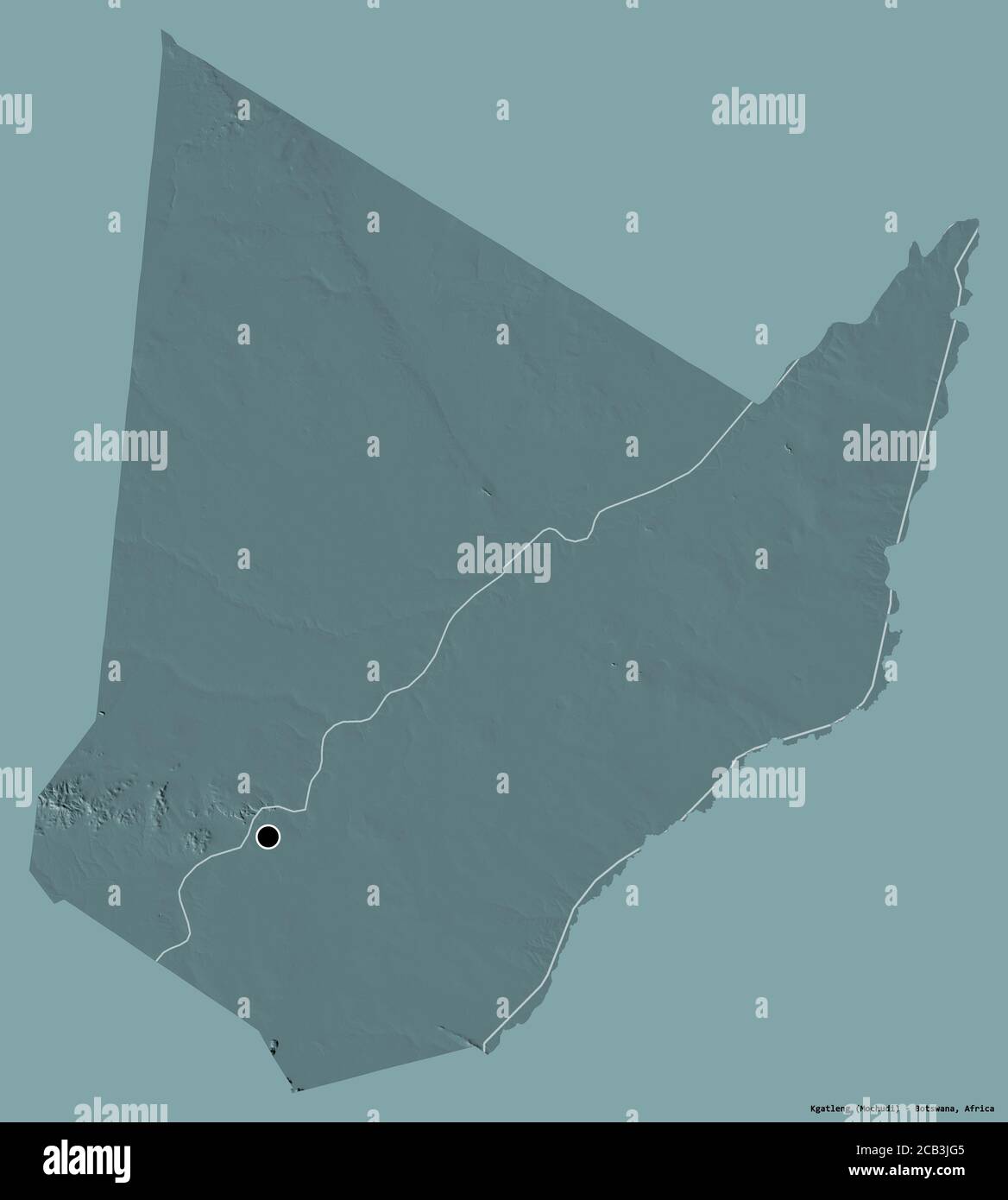 Shape of Kgatleng, district of Botswana, with its capital isolated on a ...
