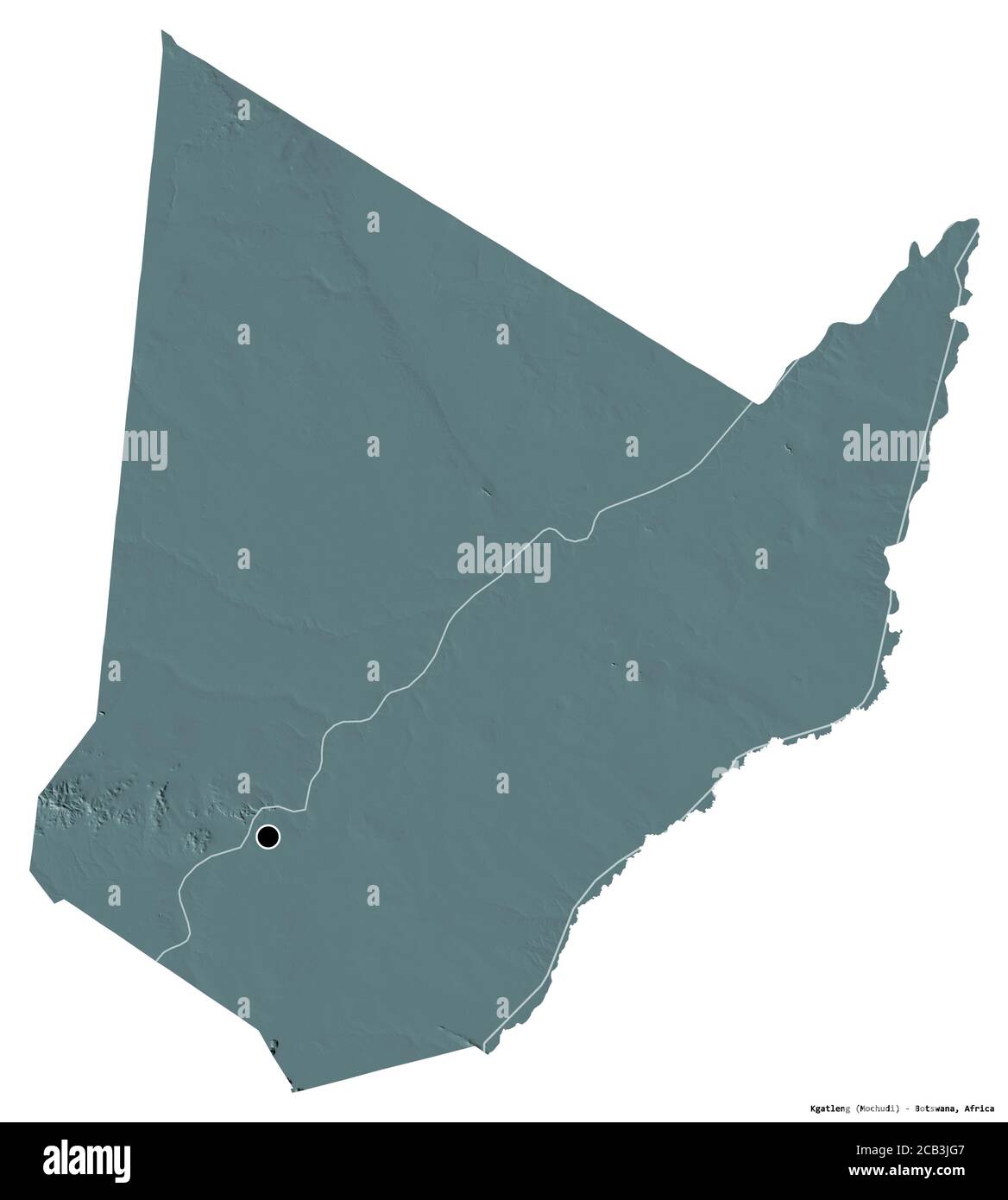 Shape of Kgatleng, district of Botswana, with its capital isolated on ...
