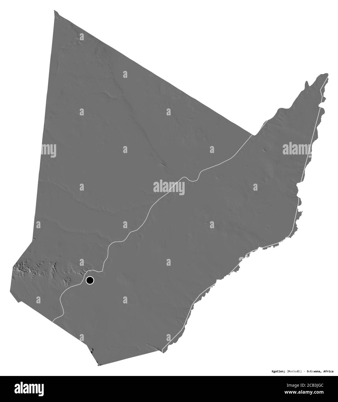 Shape of Kgatleng, district of Botswana, with its capital isolated on ...