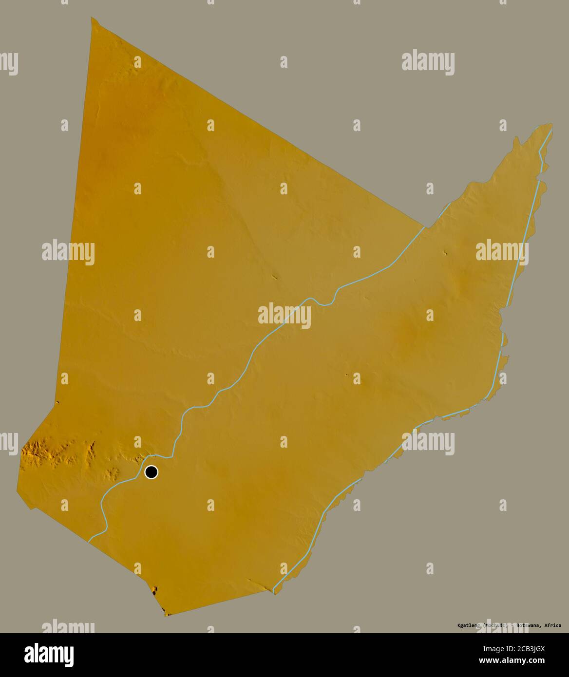 Shape of Kgatleng, district of Botswana, with its capital isolated on a ...