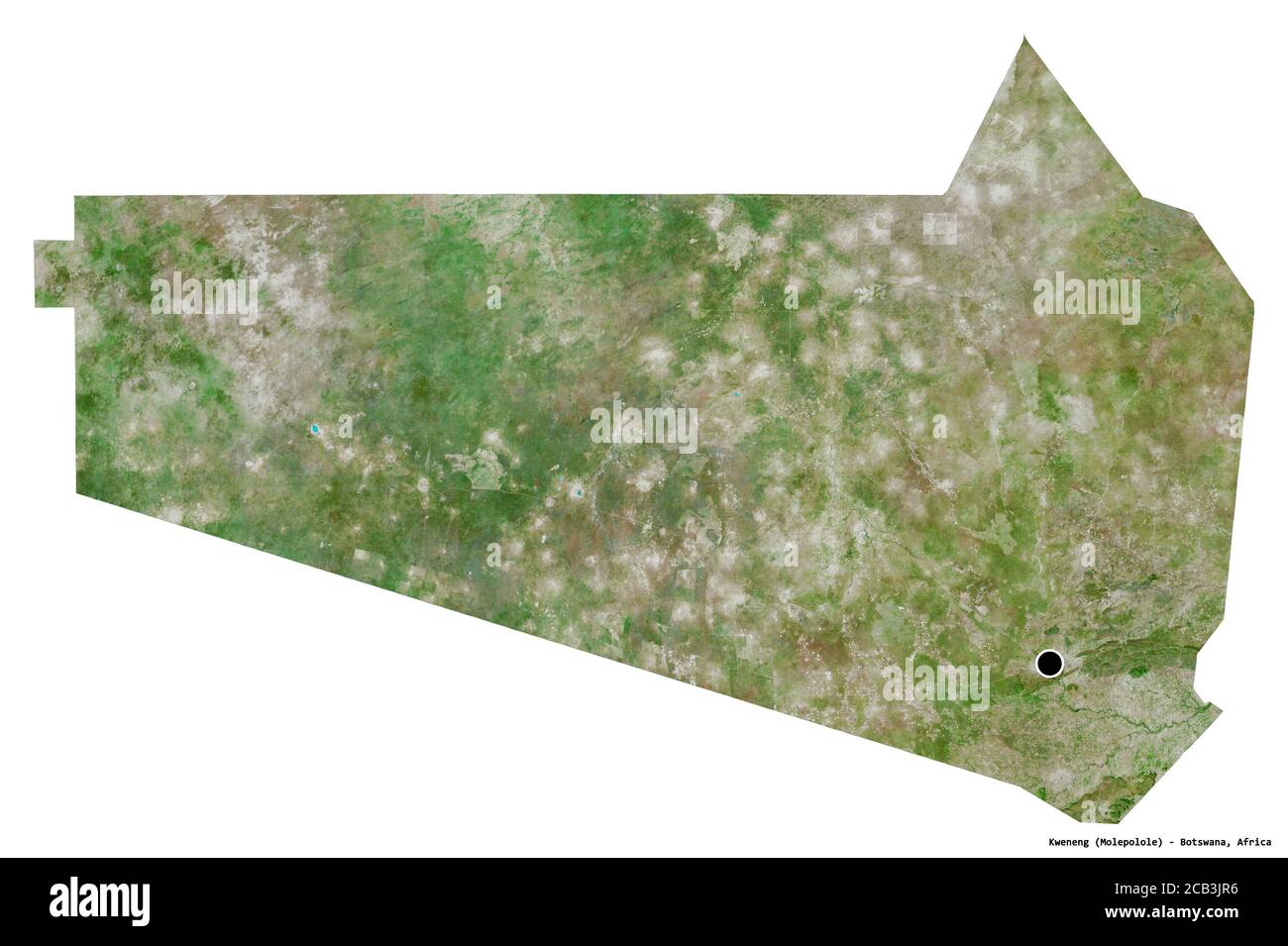 Shape of Kweneng, district of Botswana, with its capital isolated on ...