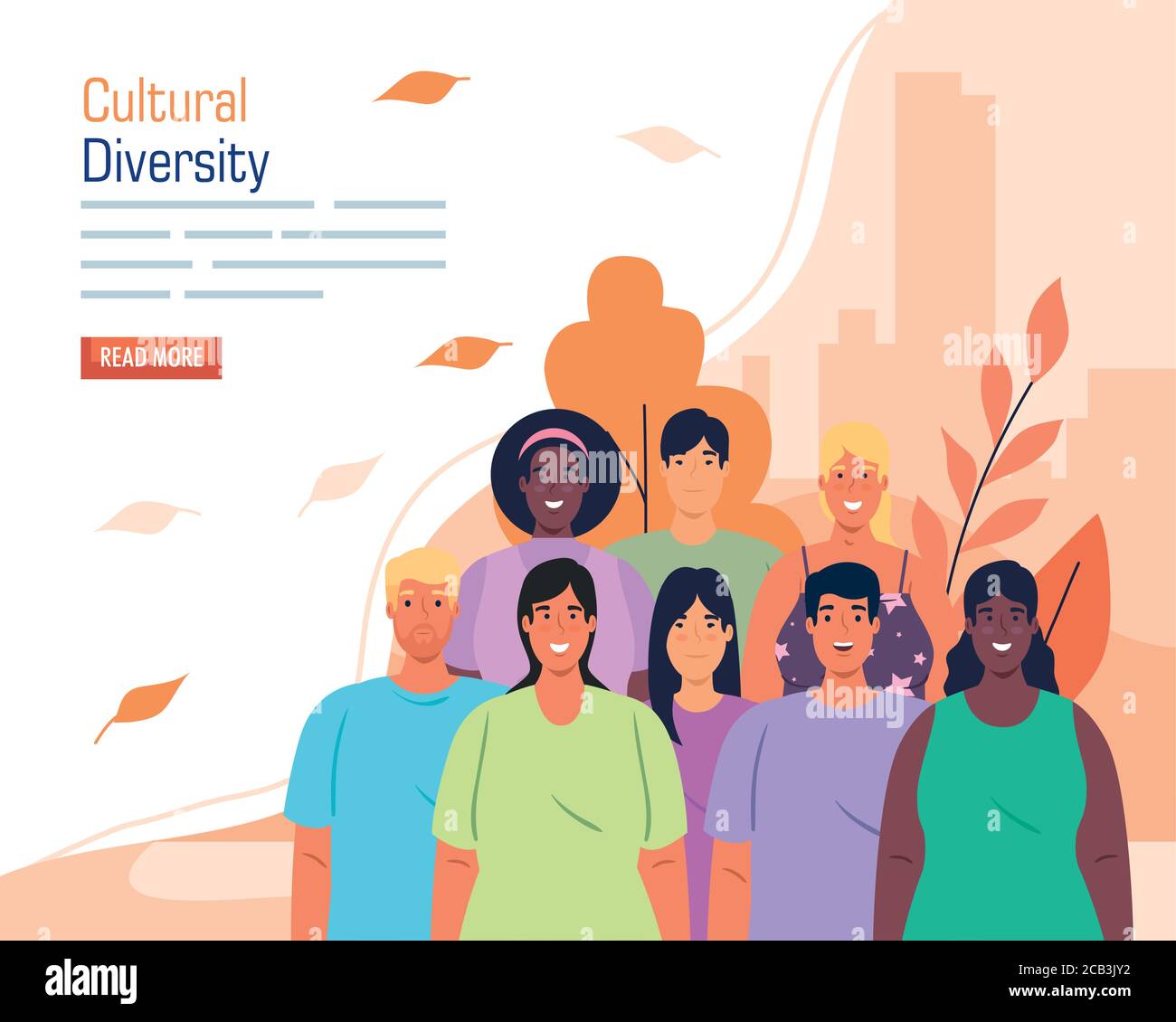 multiethnic group people together in cityscape, cultural and diversity ...
