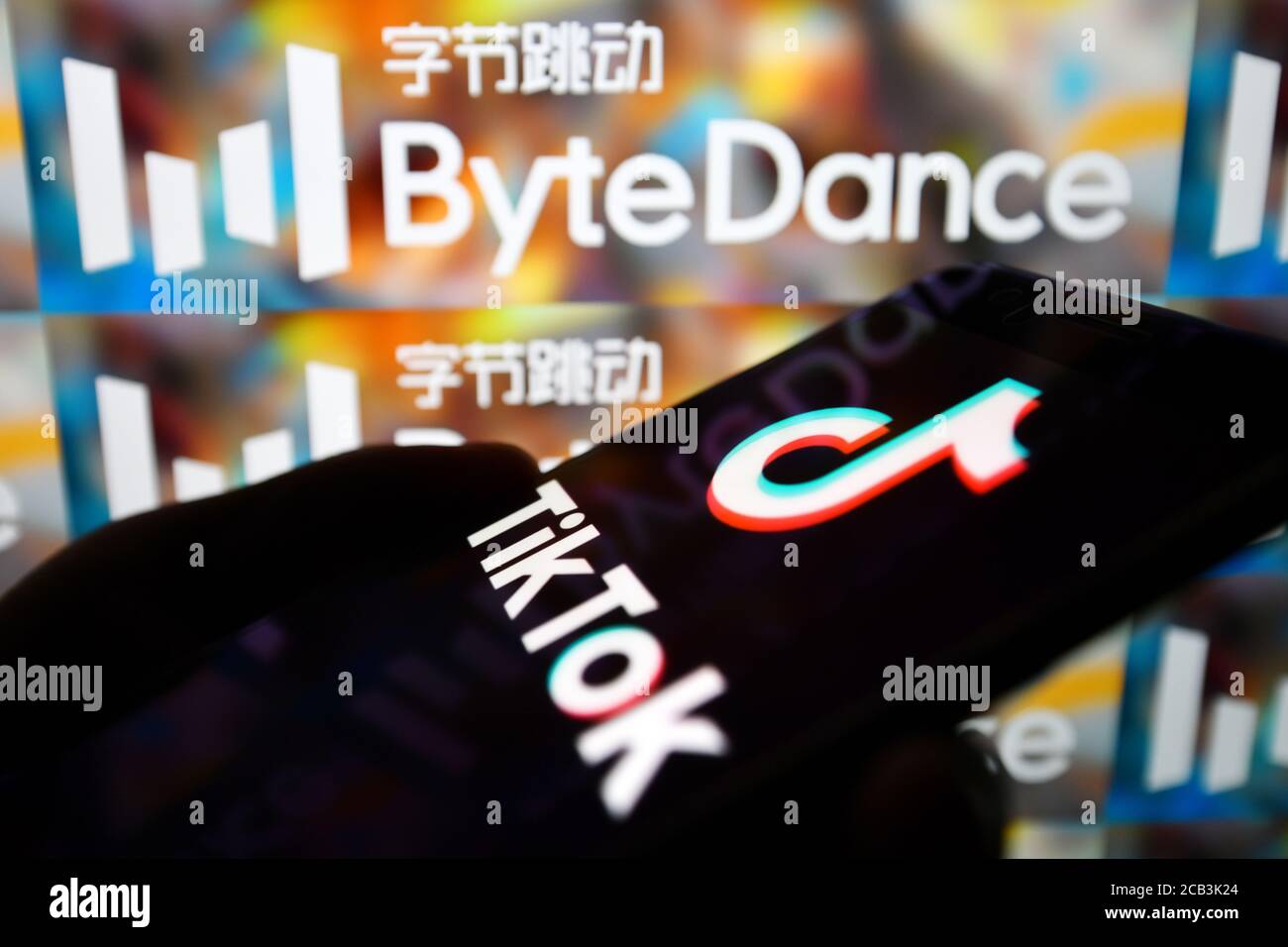 China. 10th Aug, 2020. In this photo illustration a TikTok logo is seen ...